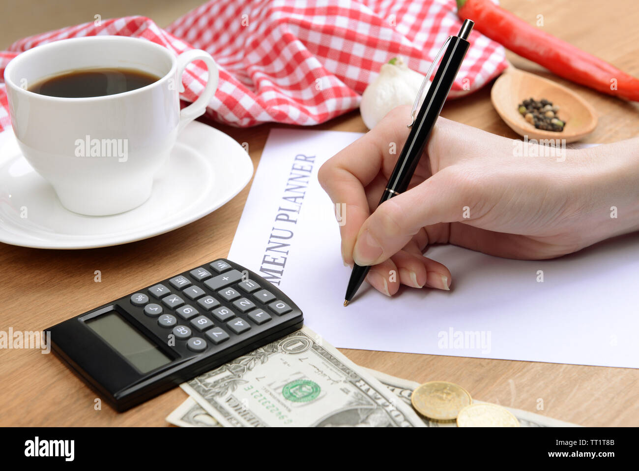 Writing menu close-up Stock Photo - Alamy