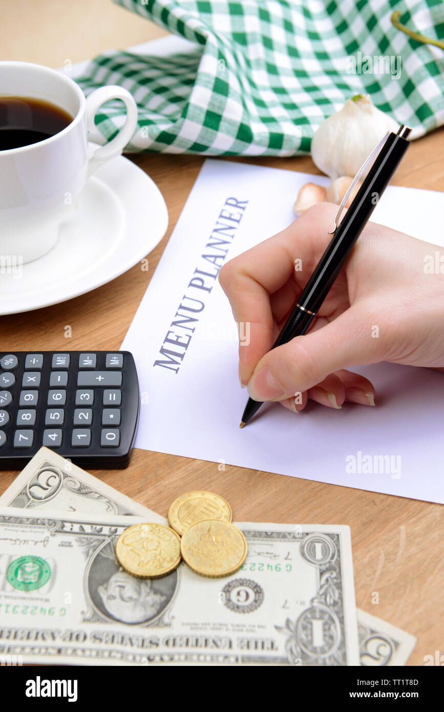 Writing menu close-up Stock Photo - Alamy