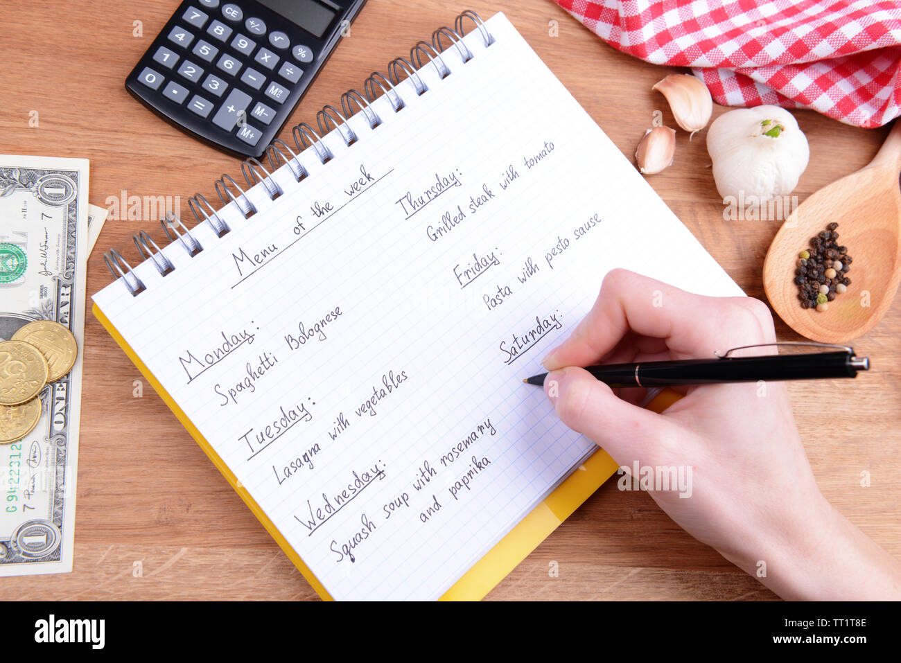 Writing menu close-up Stock Photo - Alamy