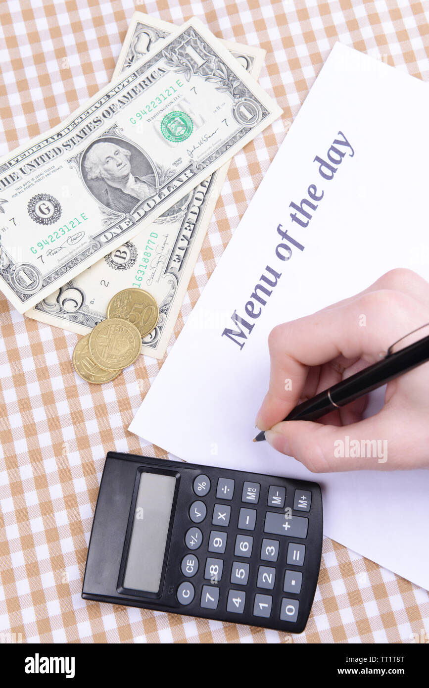 Writing menu close-up Stock Photo - Alamy