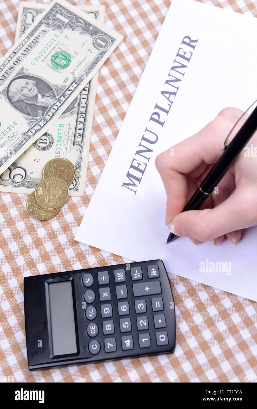 Writing menu close-up Stock Photo - Alamy