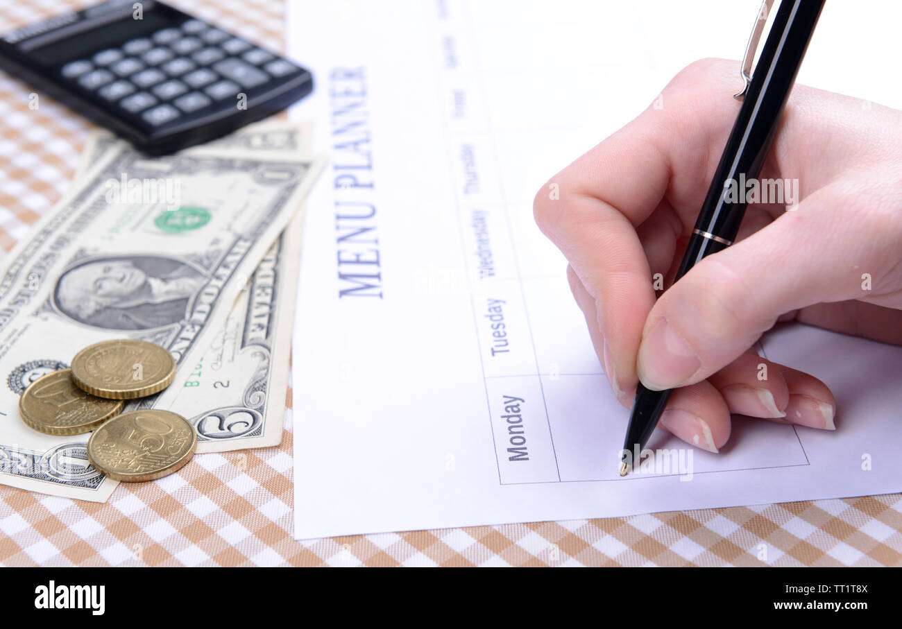 Writing menu close-up Stock Photo - Alamy