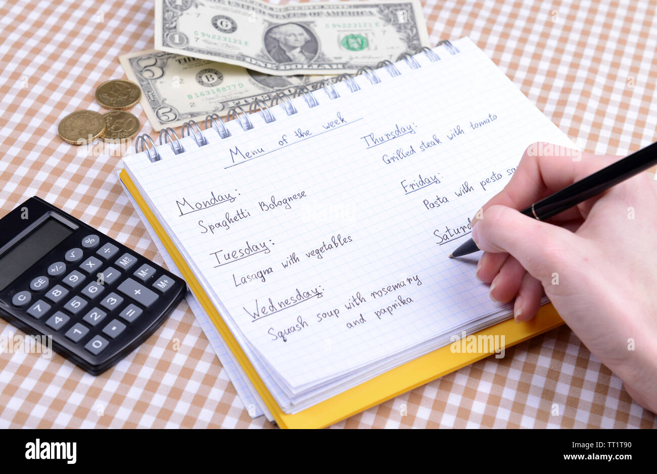 Writing menu close-up Stock Photo - Alamy