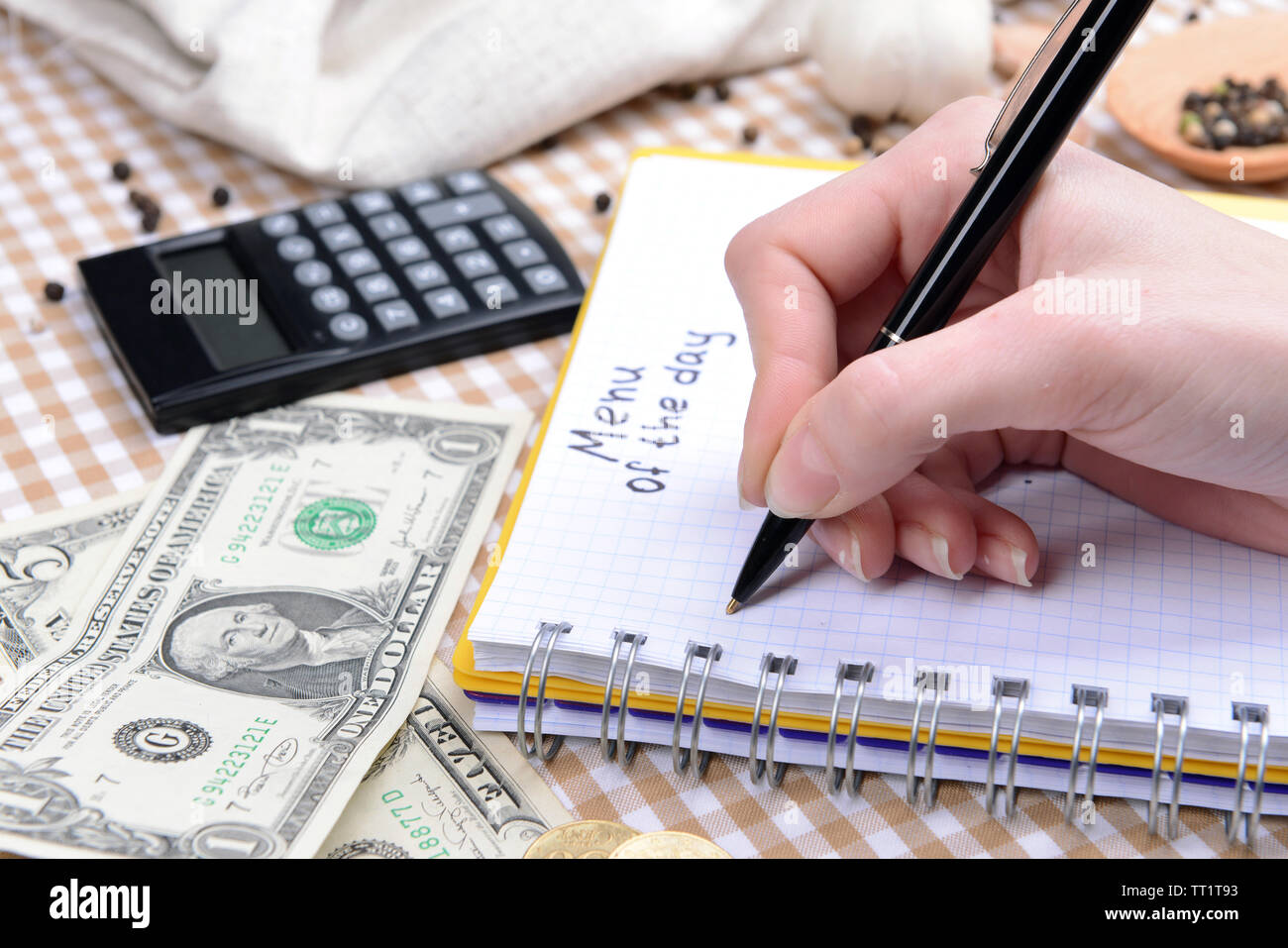 Writing menu close-up Stock Photo - Alamy