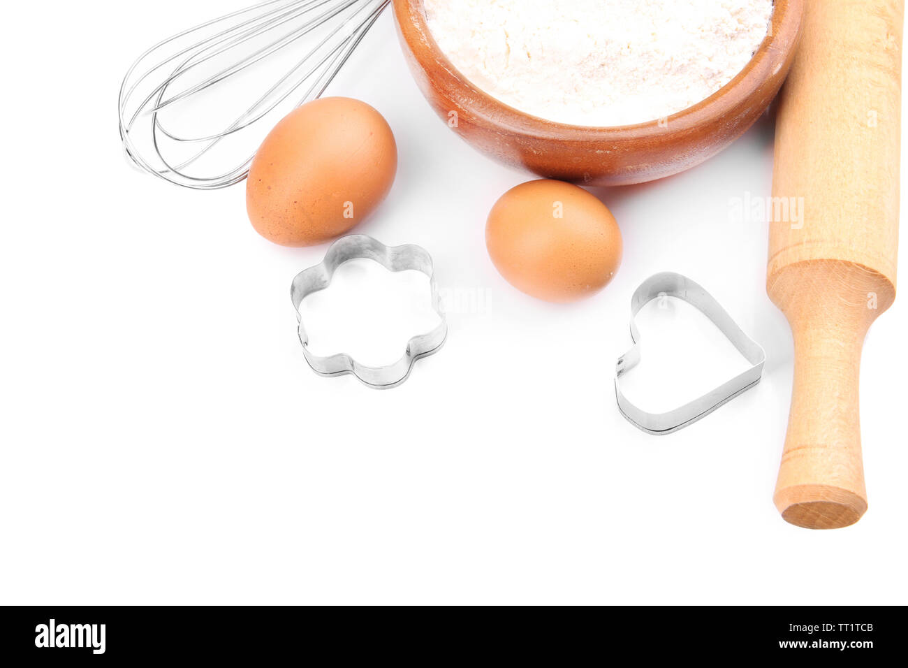 Ingredients for dough isolated on white Stock Photo - Alamy