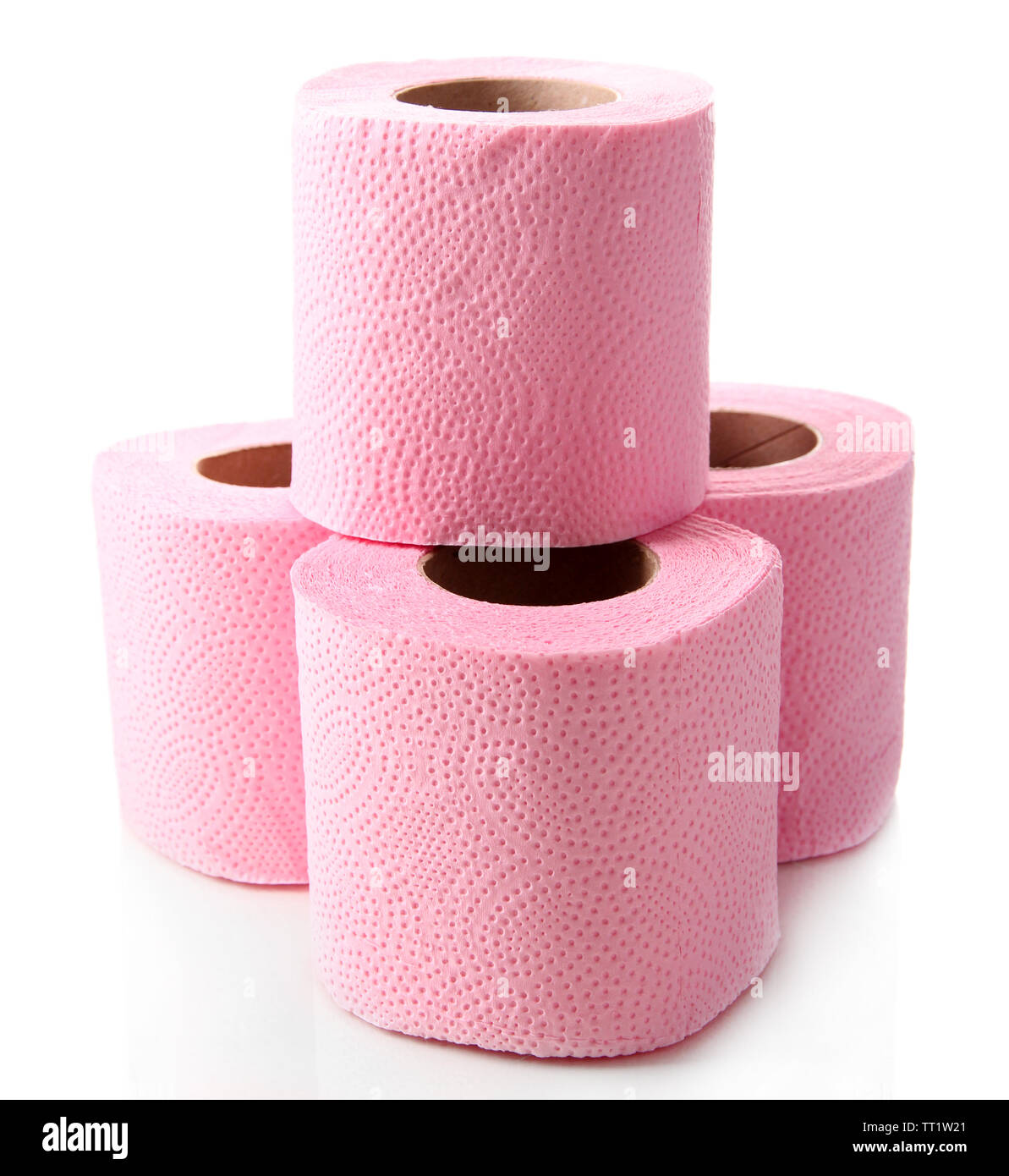 Color toilet paper rolls isolated on white Stock Photo - Alamy