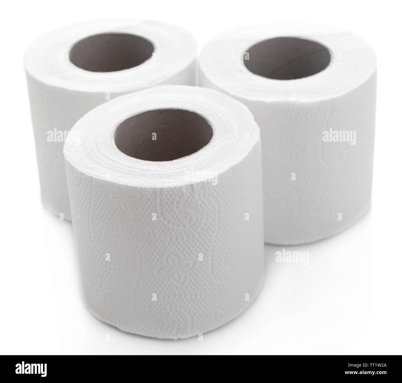 Color toilet paper rolls isolated on white Stock Photo - Alamy