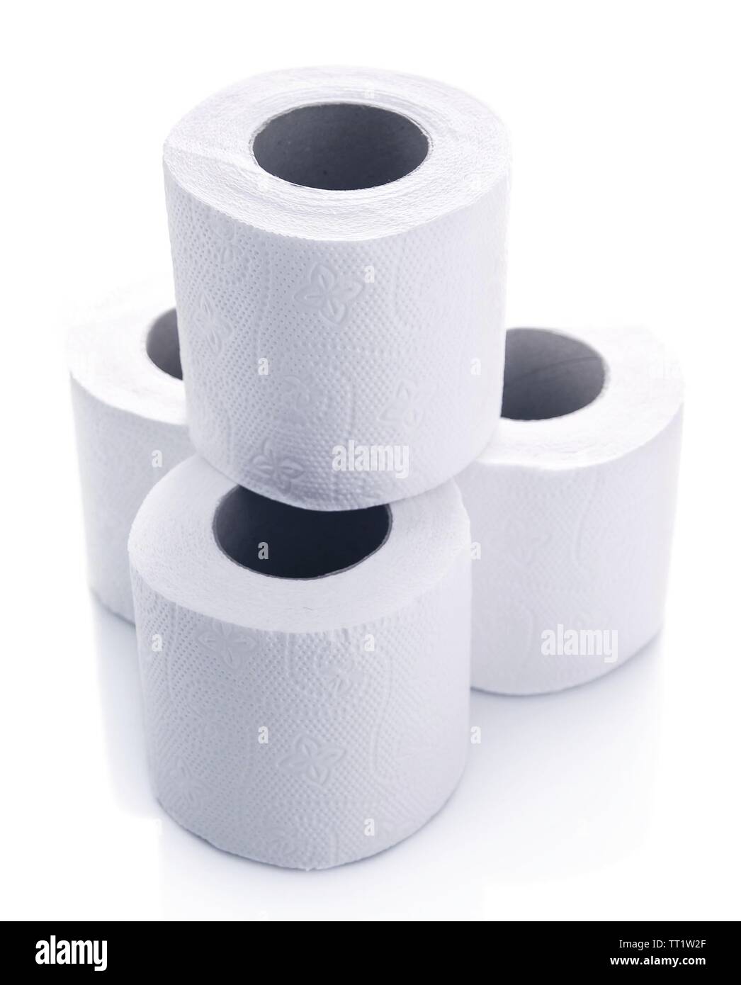Color toilet paper rolls isolated on white Stock Photo - Alamy