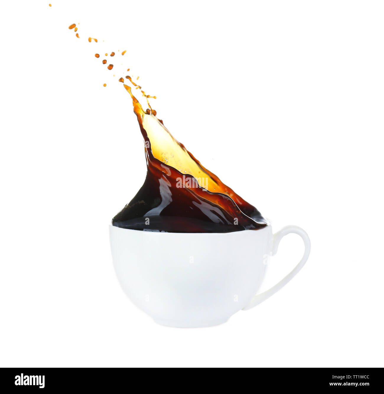 Cup of coffee with splash, isolated on white Stock Photo - Alamy