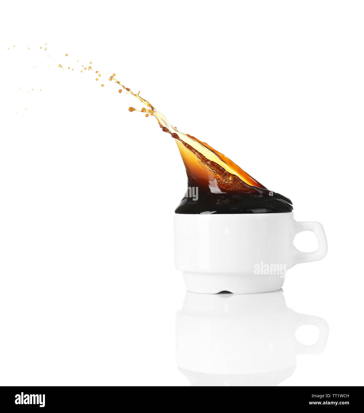 Cup of coffee with splash, isolated on white Stock Photo - Alamy