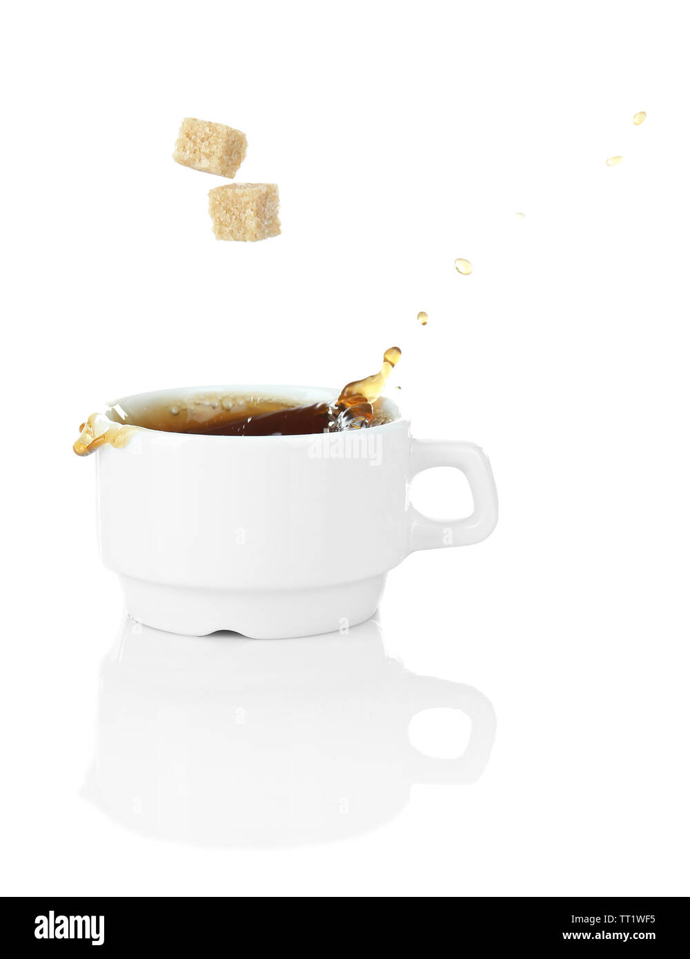Cup of coffee with splash, isolated on white Stock Photo - Alamy