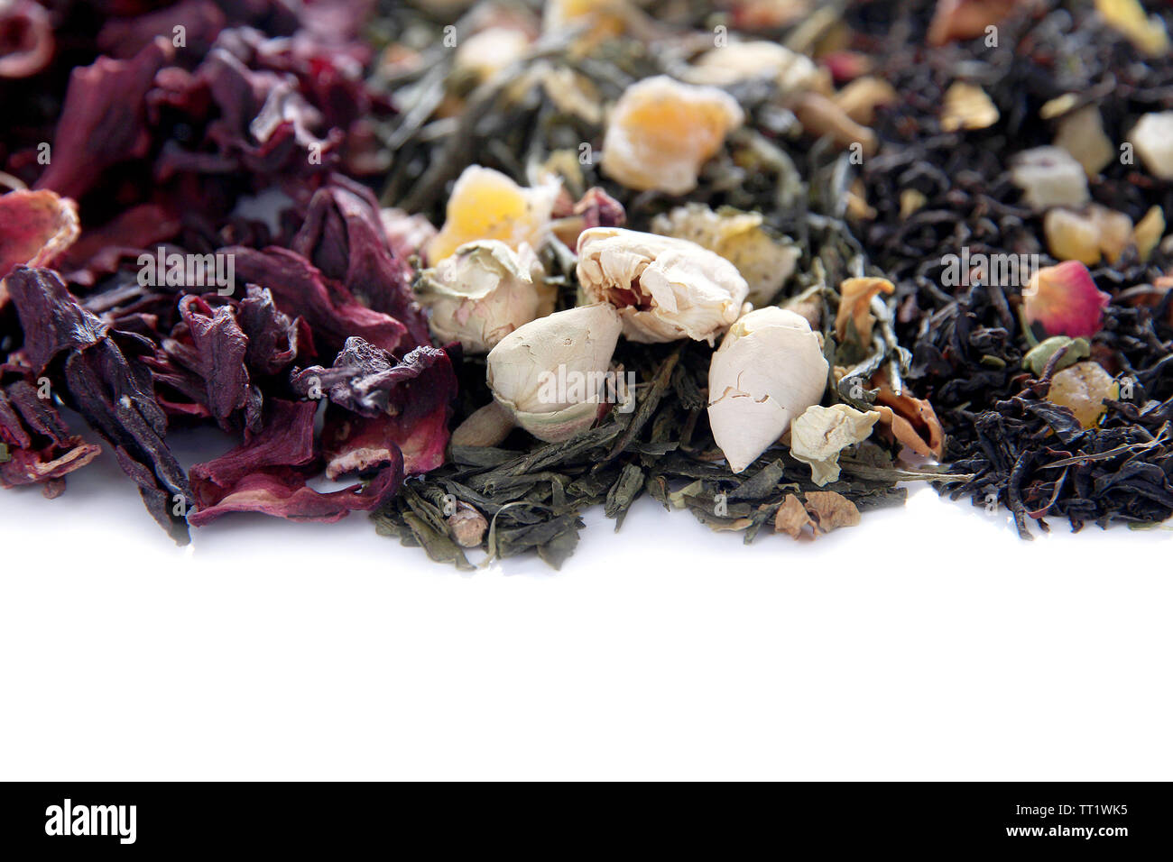 Different kinds of dry tea close up Stock Photo - Alamy