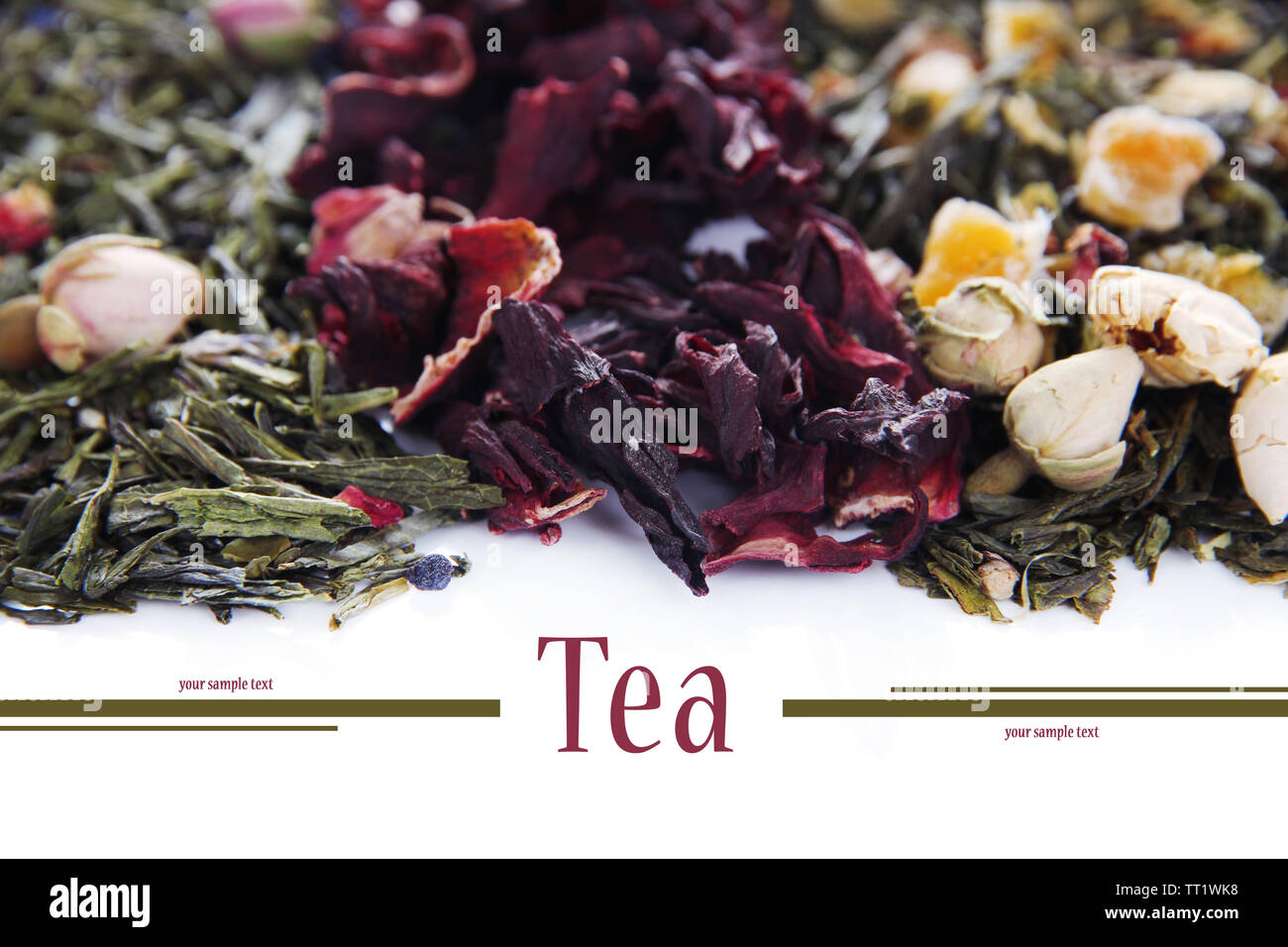 Different kinds of dry tea close up Stock Photo - Alamy