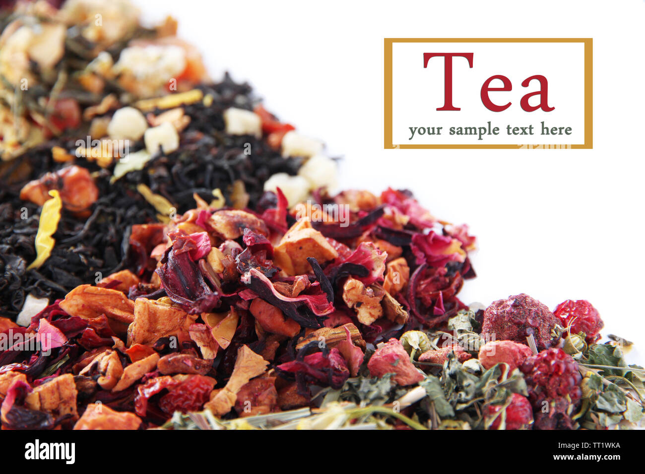 Different kinds of dry tea close up Stock Photo - Alamy