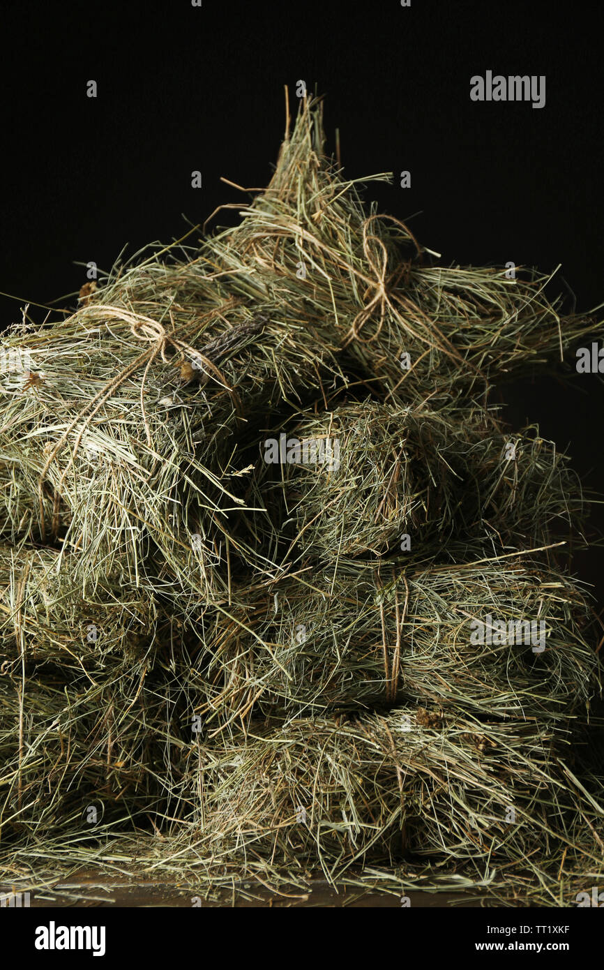 Hay, on dark background Stock Photo - Alamy