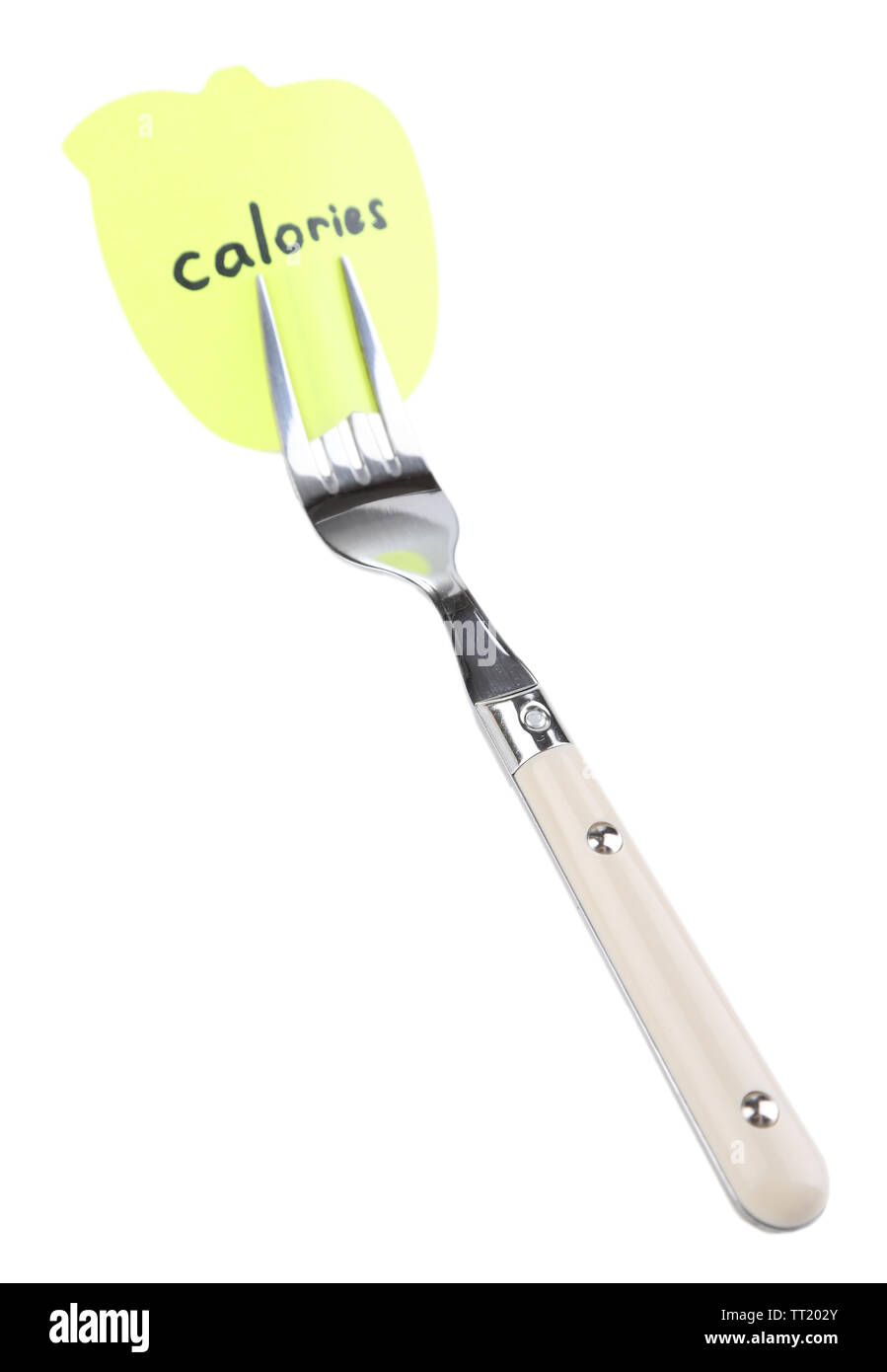 Note paper with message attached to fork, isolated on white Stock Photo ...