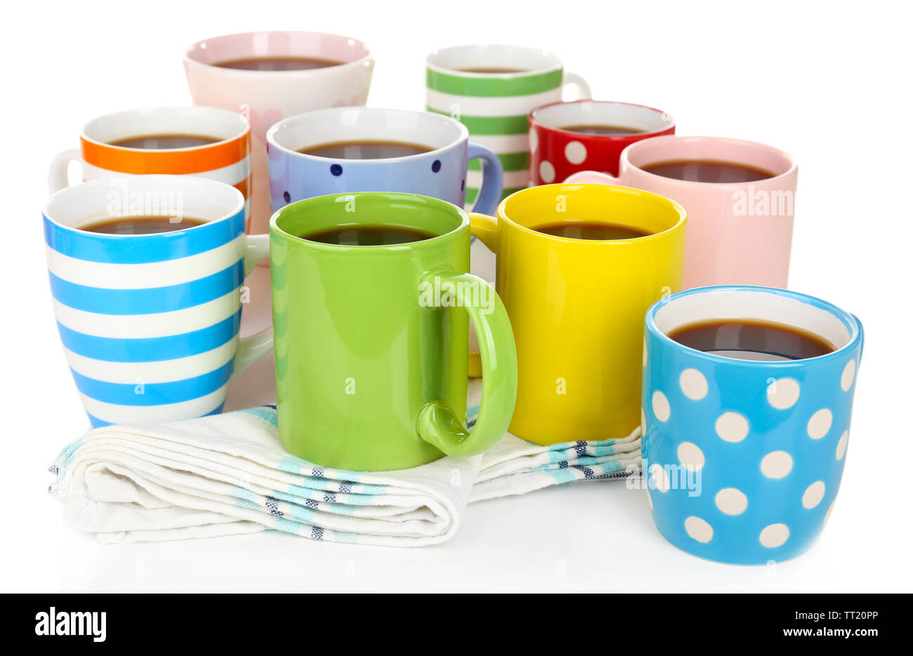 Many cups of coffee isolated on white Stock Photo - Alamy
