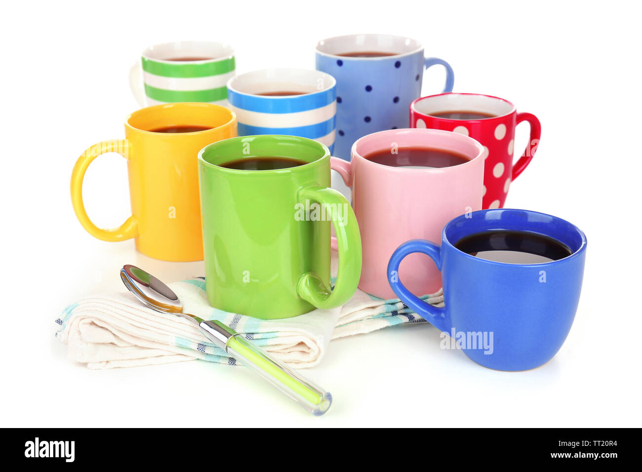 Many cups of coffee isolated on white Stock Photo - Alamy