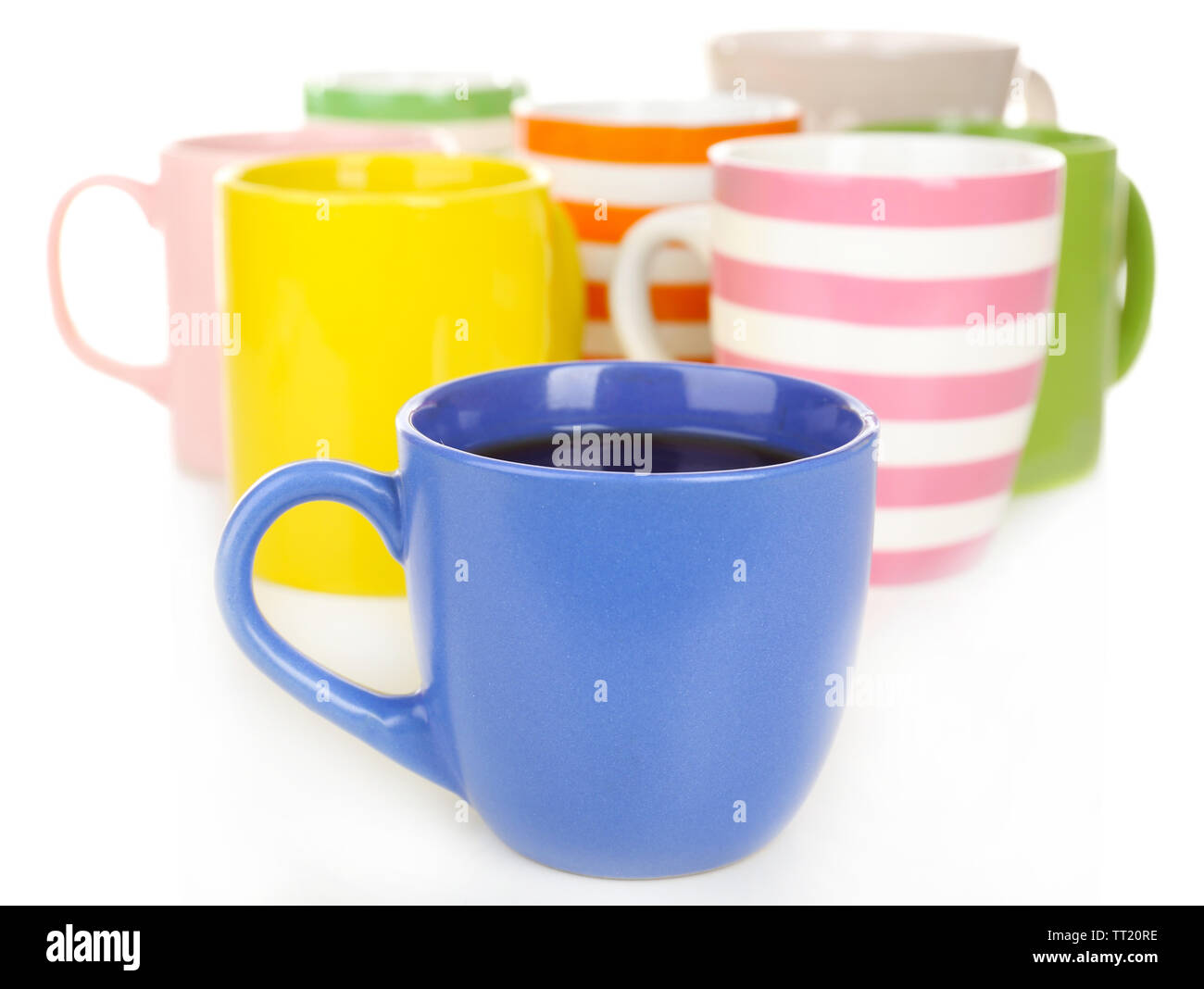 Many cups of coffee isolated on white Stock Photo - Alamy