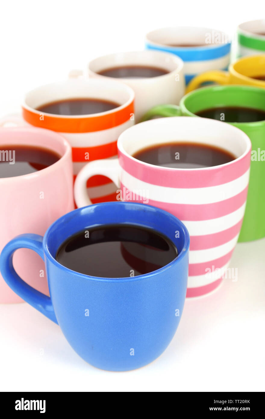 Many cups of coffee close up Stock Photo - Alamy