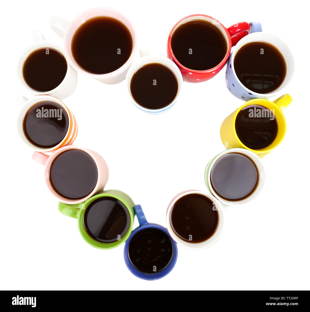 Many cups of coffee isolated on white Stock Photo - Alamy