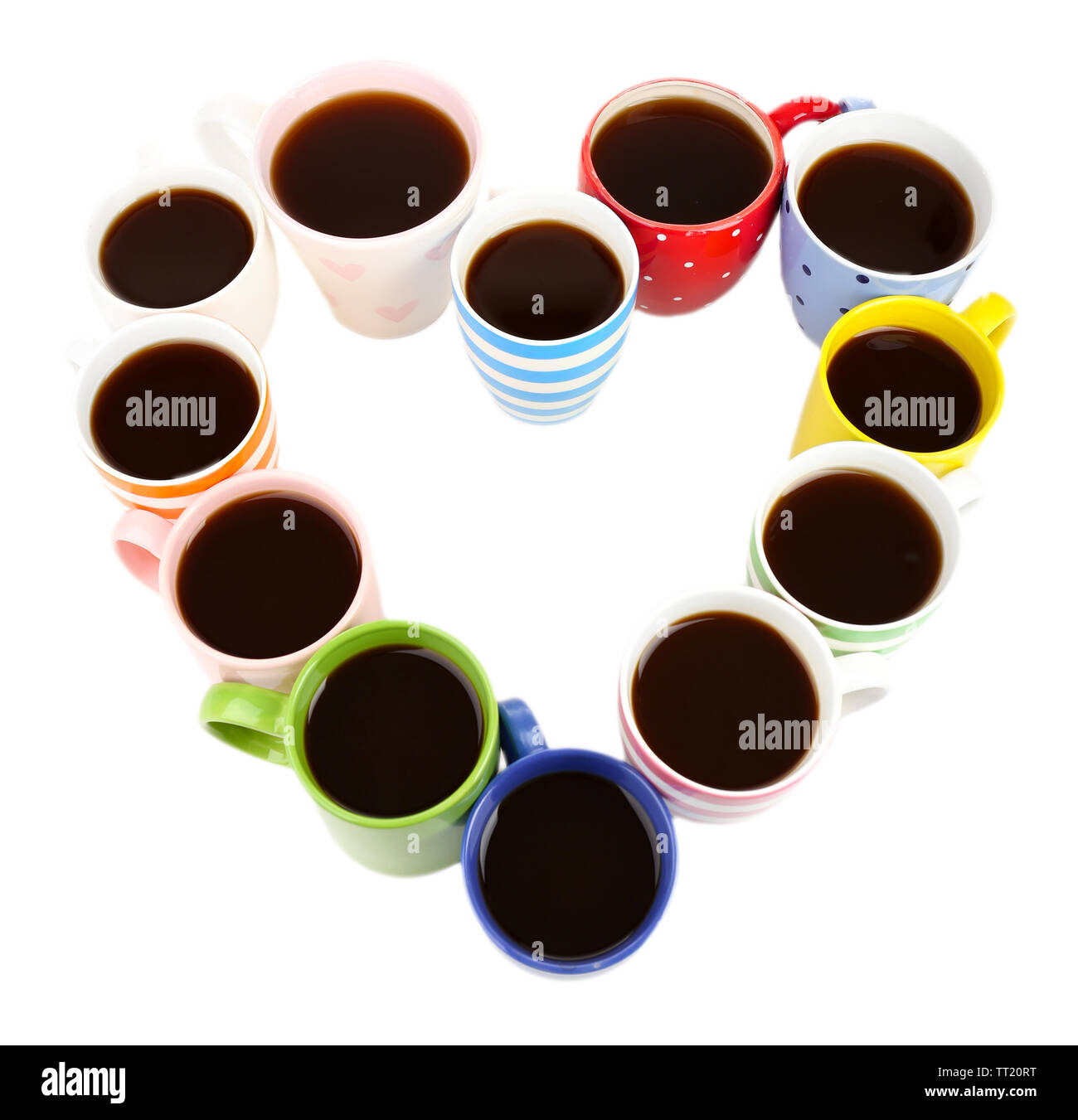 Many cups of coffee isolated on white Stock Photo - Alamy