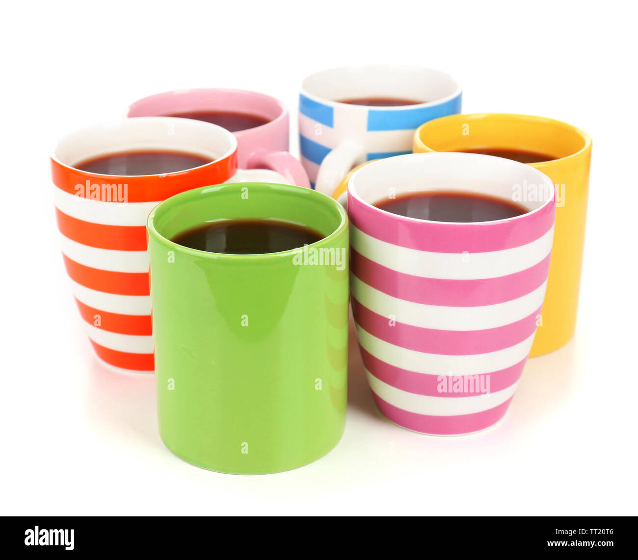Many cups of coffee isolated on white Stock Photo - Alamy