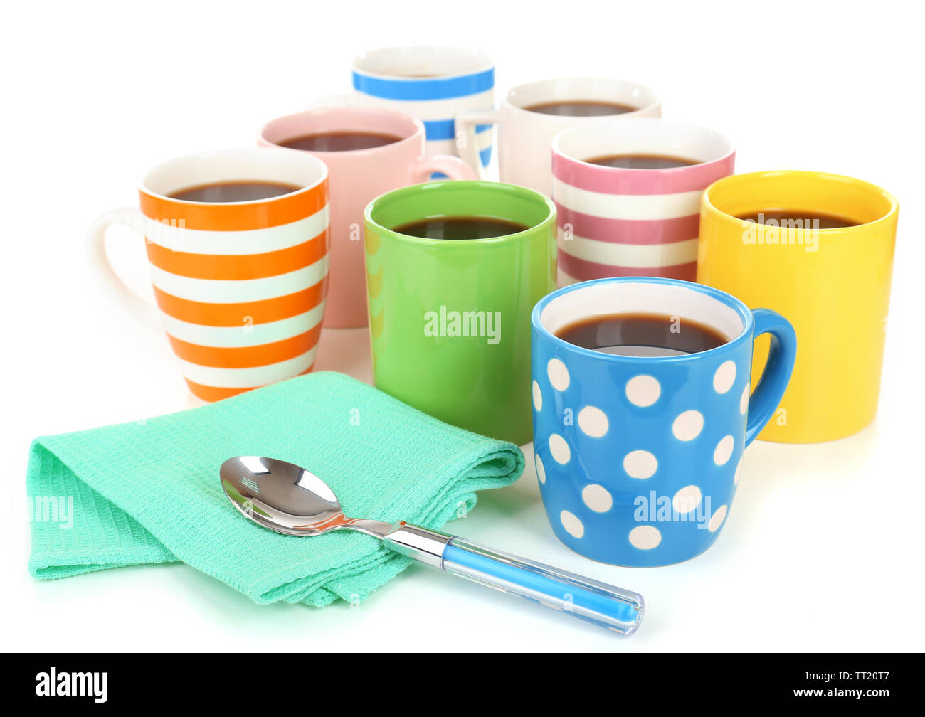 Many cups of coffee isolated on white Stock Photo - Alamy