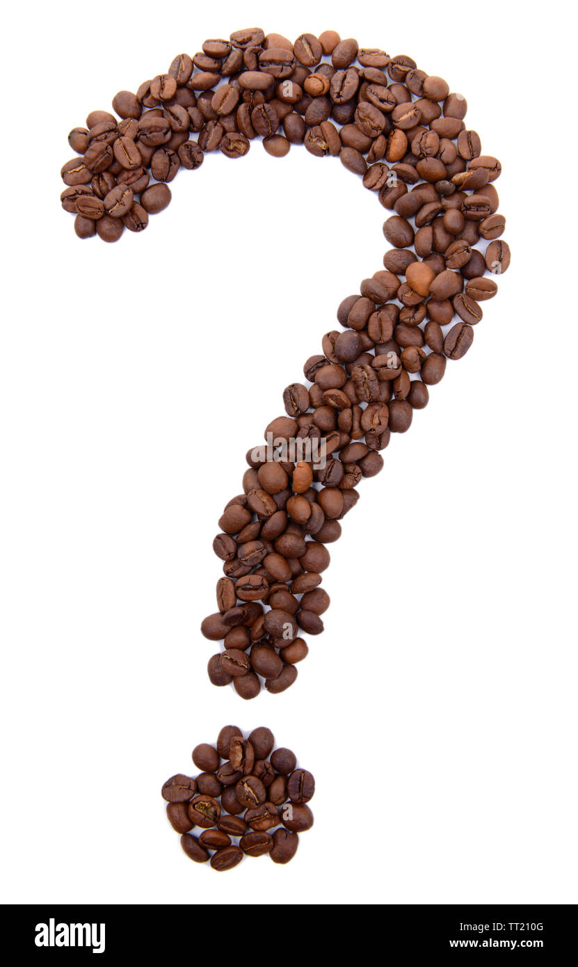 Question mark of coffee beans isolated on white Stock Photo - Alamy