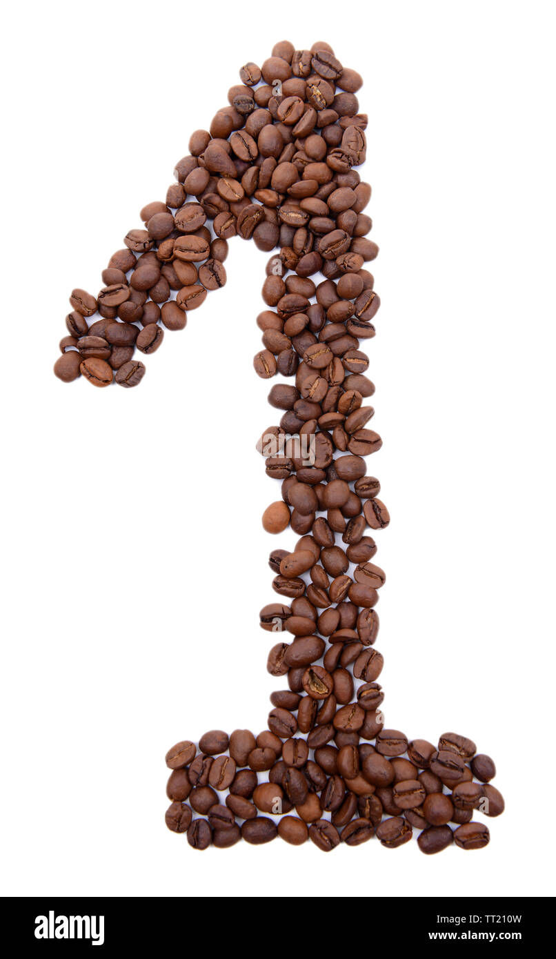 Number from coffee beans isolated on white Stock Photo - Alamy