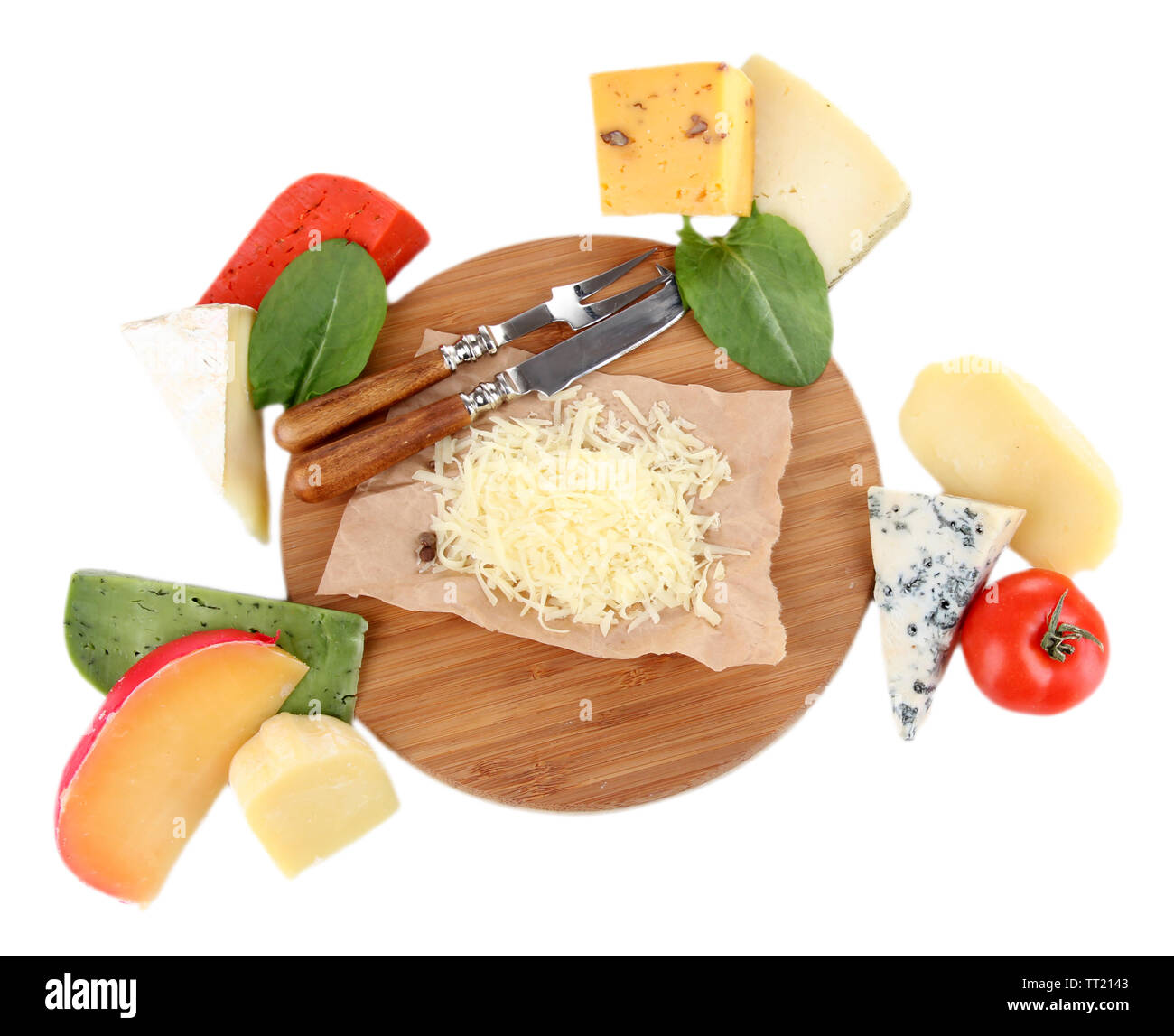 Different Italian cheese on wooden board, isolated on white Stock Photo ...