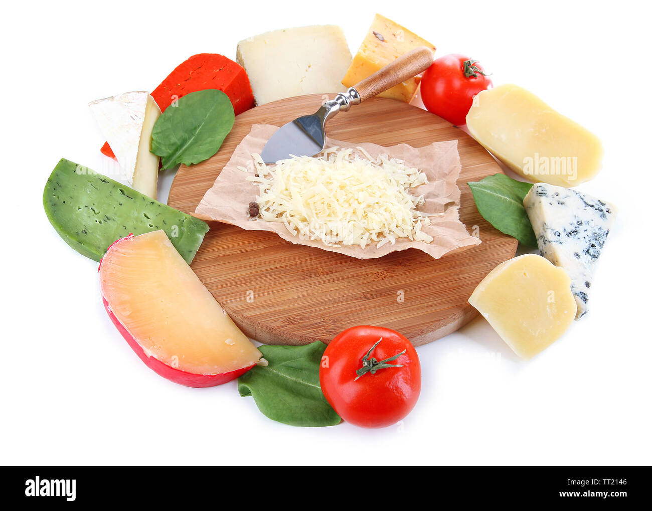 Different Italian cheese on wooden board, isolated on white Stock Photo ...