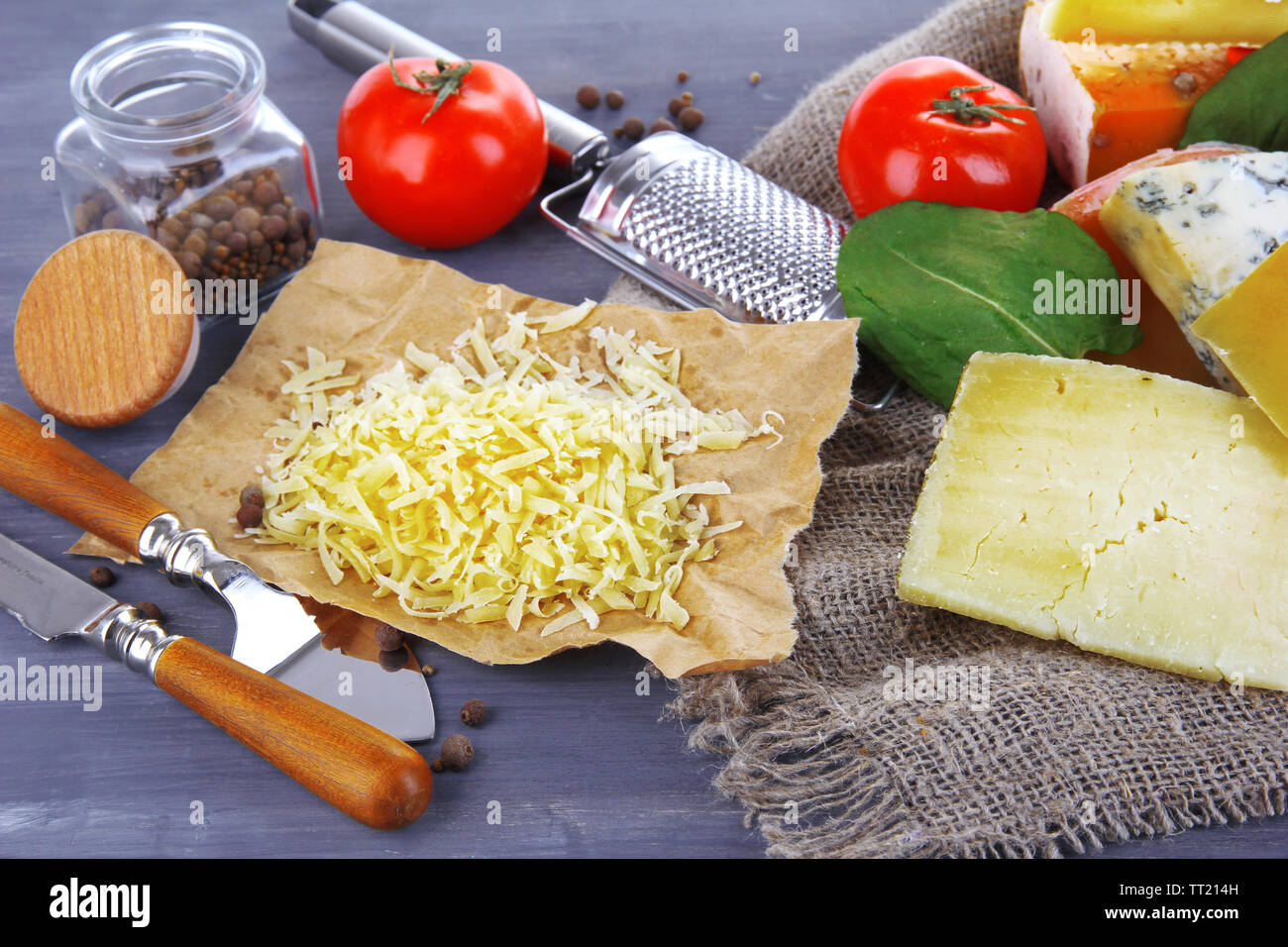 Different Italian cheese on wooden background Stock Photo - Alamy