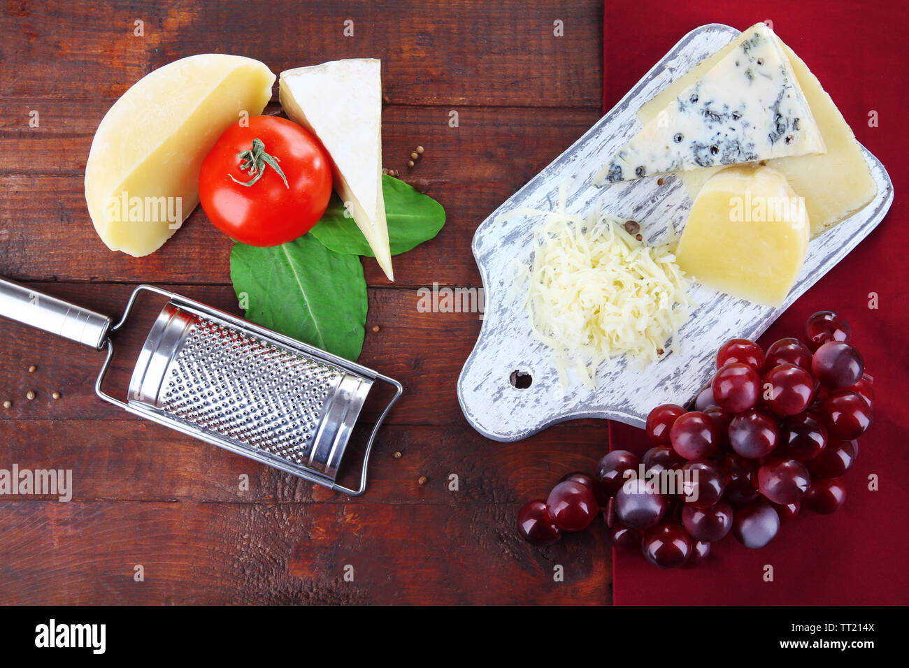 Different Italian cheese on wooden background Stock Photo - Alamy