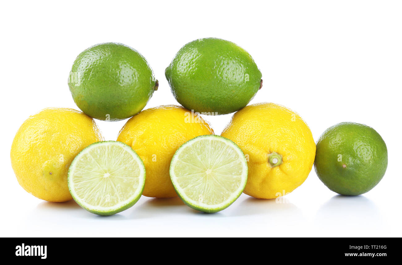 Lemons and limes, isolated on white Stock Photo - Alamy