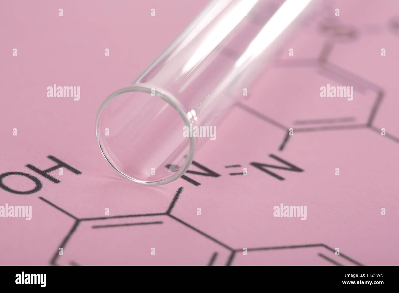 Test tube and reaction formula, close-up Stock Photo - Alamy