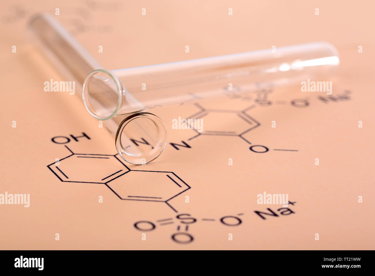 Test tube and reaction formula, close-up Stock Photo - Alamy