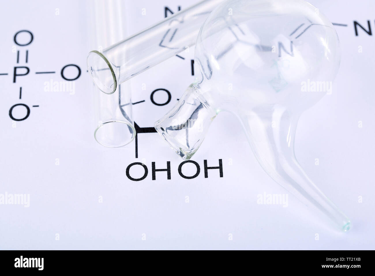 Test tubes and reaction formula, close-up Stock Photo - Alamy