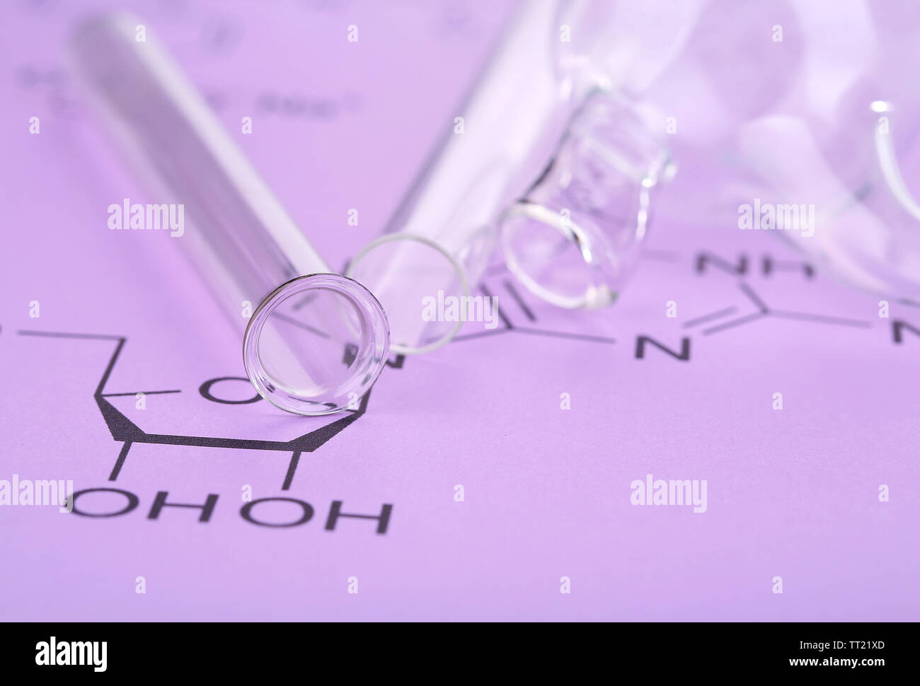 Test tube and reaction formula, close-up Stock Photo - Alamy