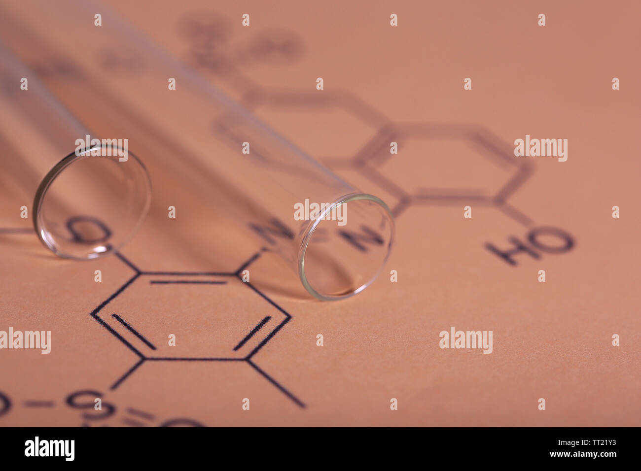 Test tubes and reaction formula, close-up Stock Photo - Alamy