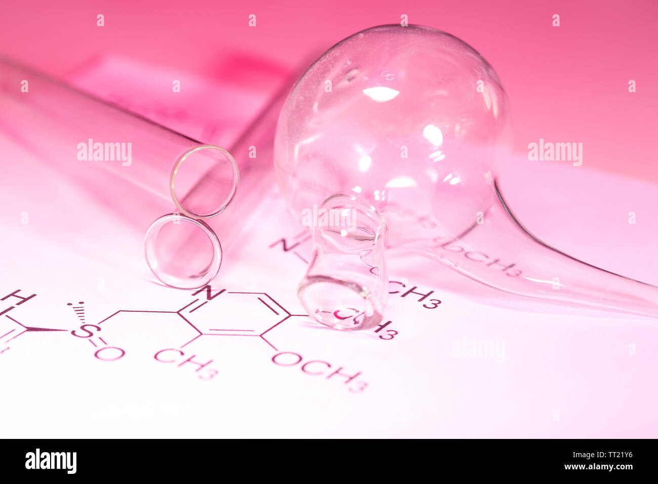 Test tubes and reaction formula, close-up Stock Photo - Alamy