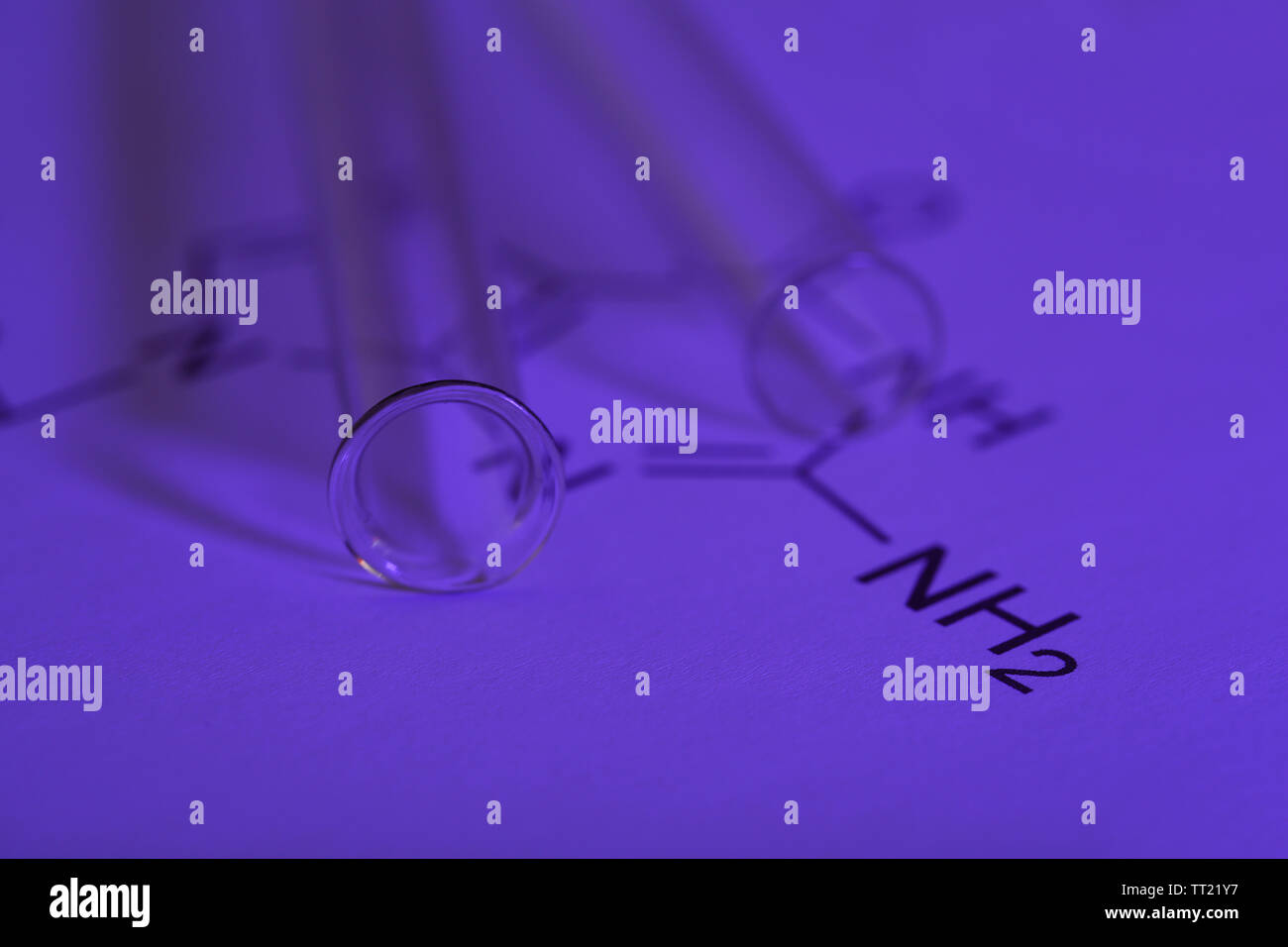 Test tubes and reaction formula, close-up Stock Photo - Alamy