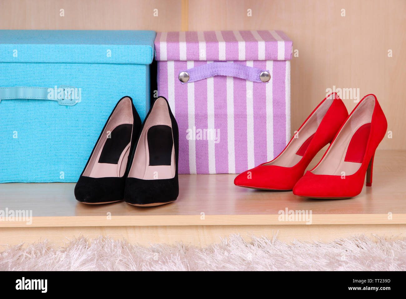 Female shoes in wardrobe Stock Photo - Alamy