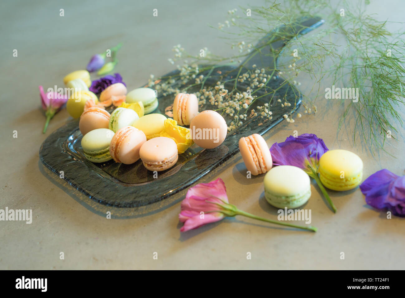 macaron with flowers Stock Photo - Alamy