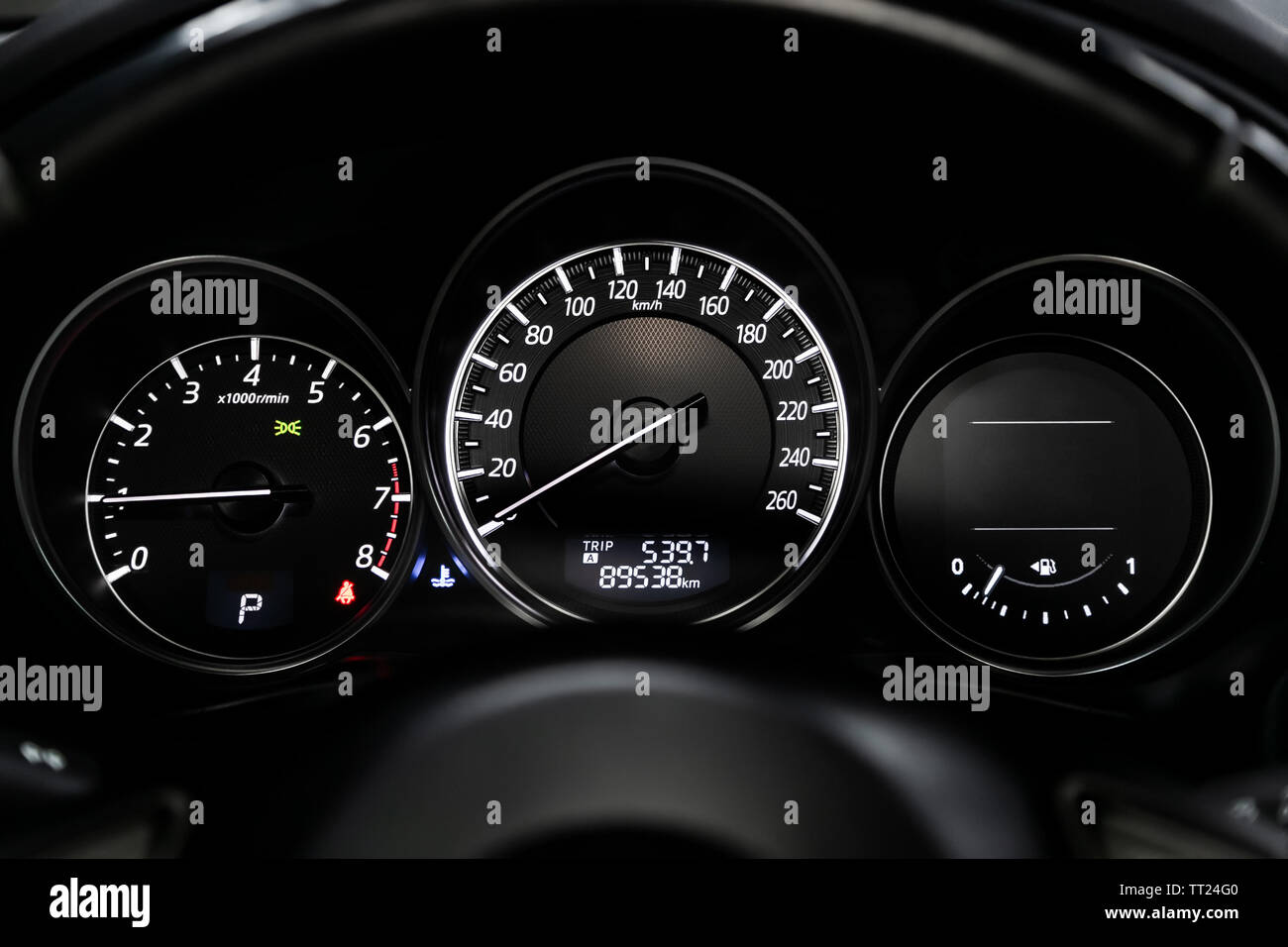 Interior view of car with black salon. Modern luxury prestige car ...