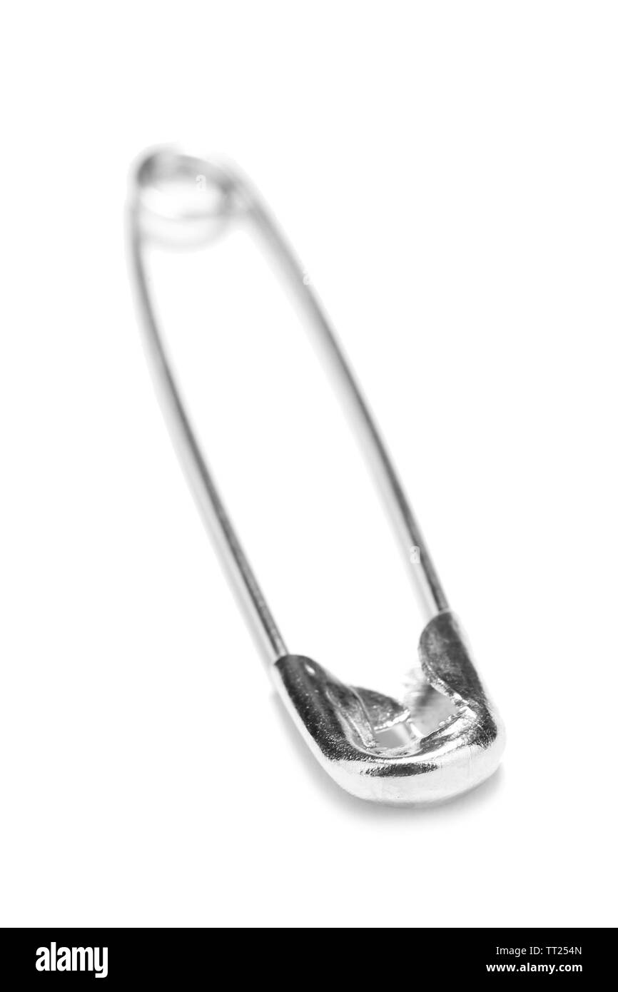 Safety pin isolated on white Stock Photo - Alamy