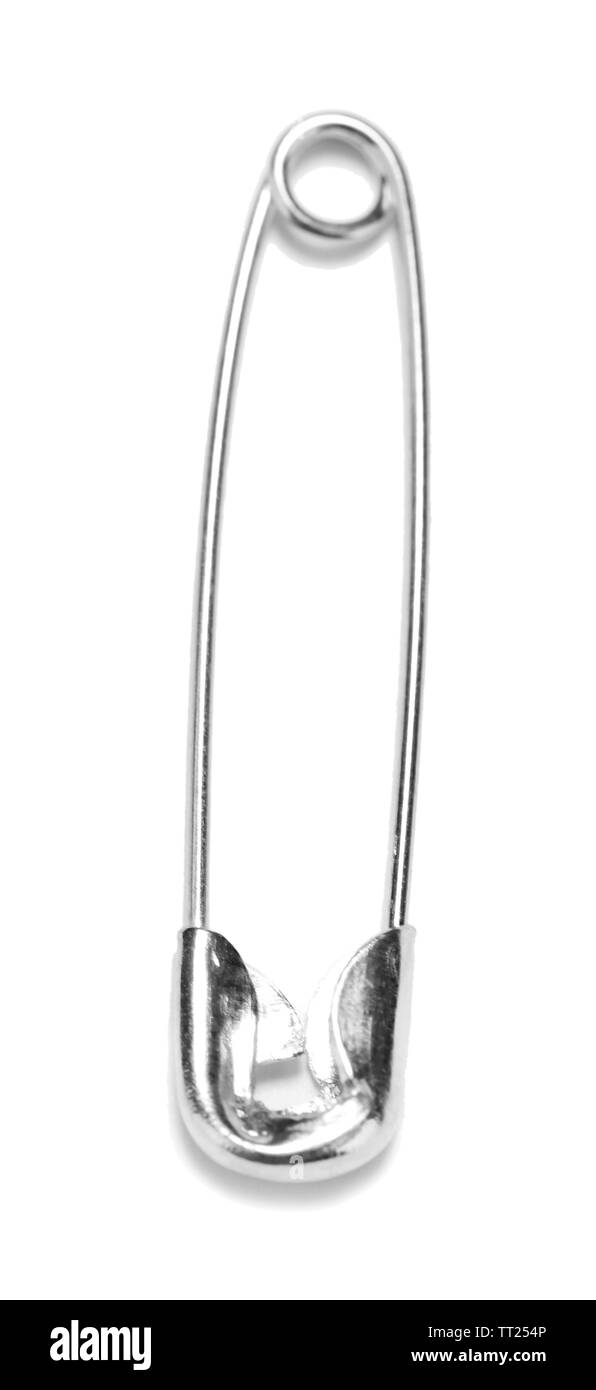 Safety pin isolated on white Stock Photo - Alamy