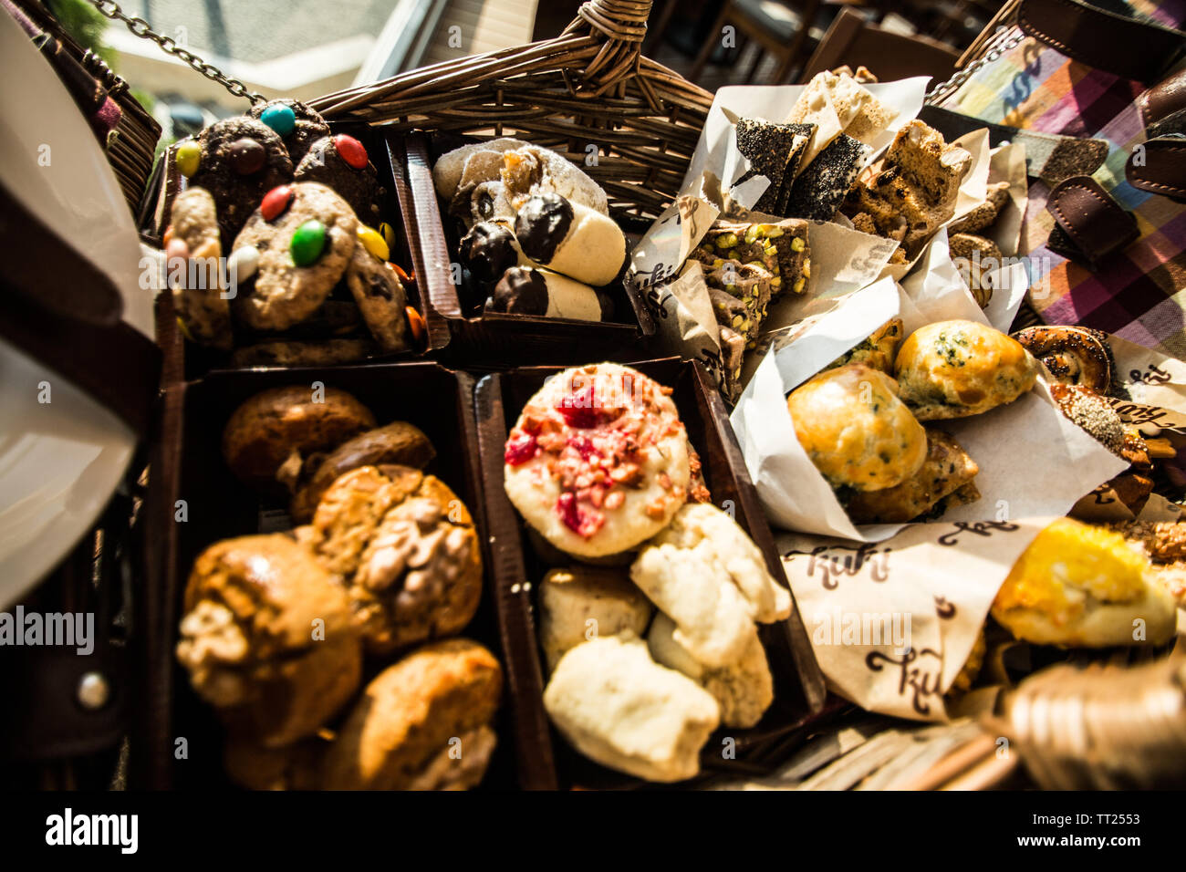 bakery basket full of cookies Stock Photo - Alamy