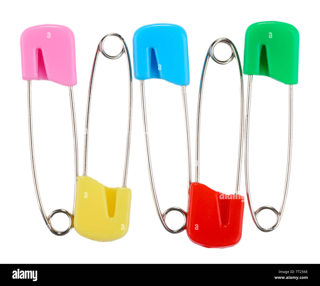Multicolor safety pins isolated on white Stock Photo - Alamy