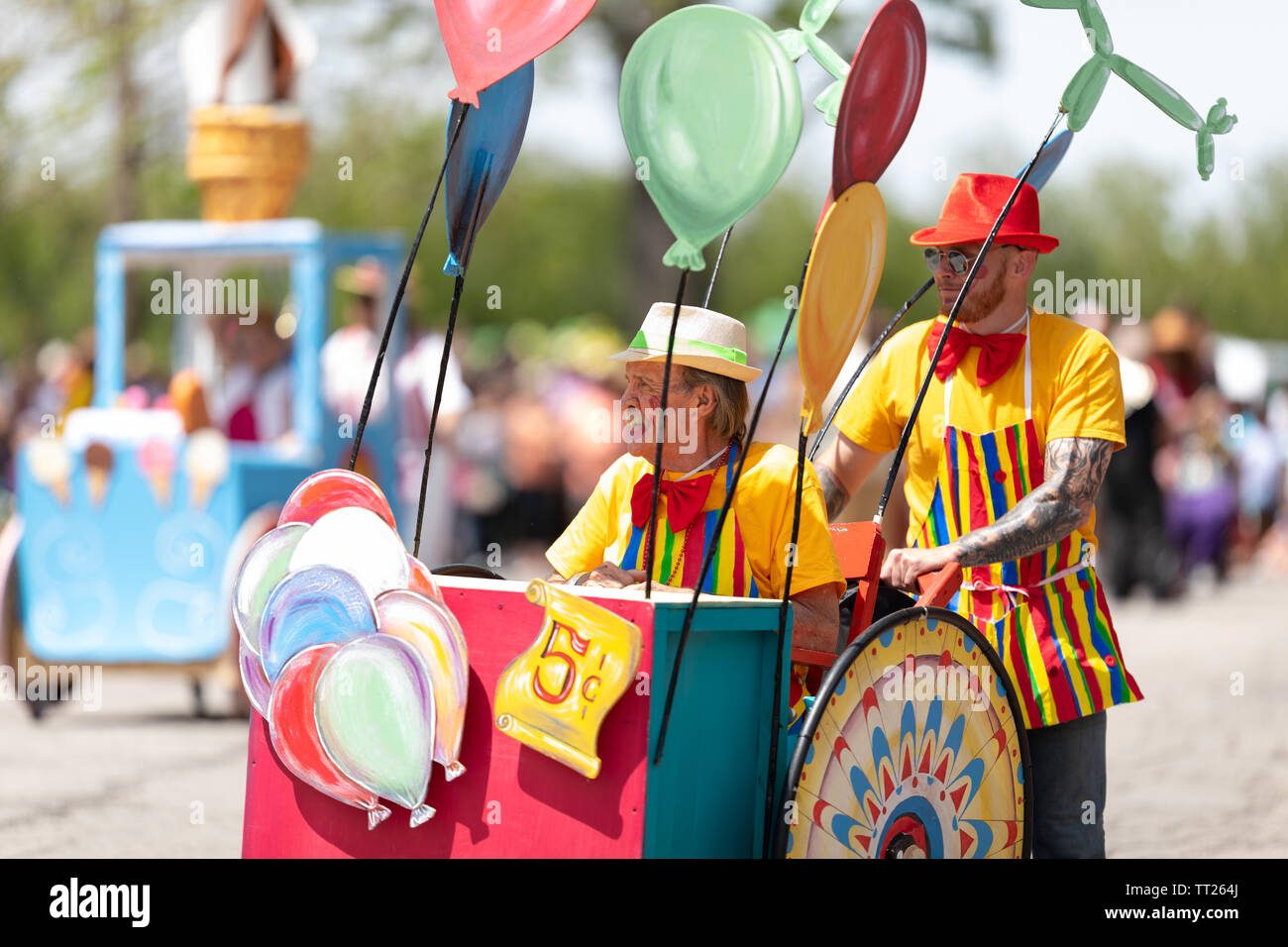 Cleveland, Ohio, USA - June 8, 2019: Parade the Circle, man riding on a ...